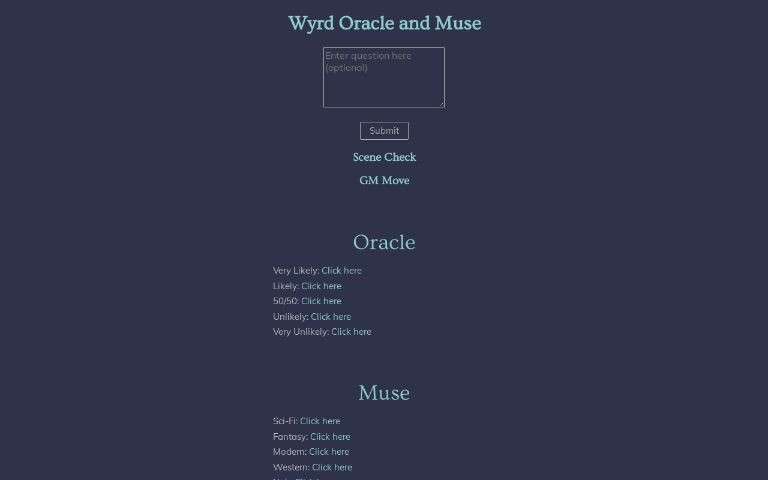 Wyrd Oracle and Muse ― Perchance Generator