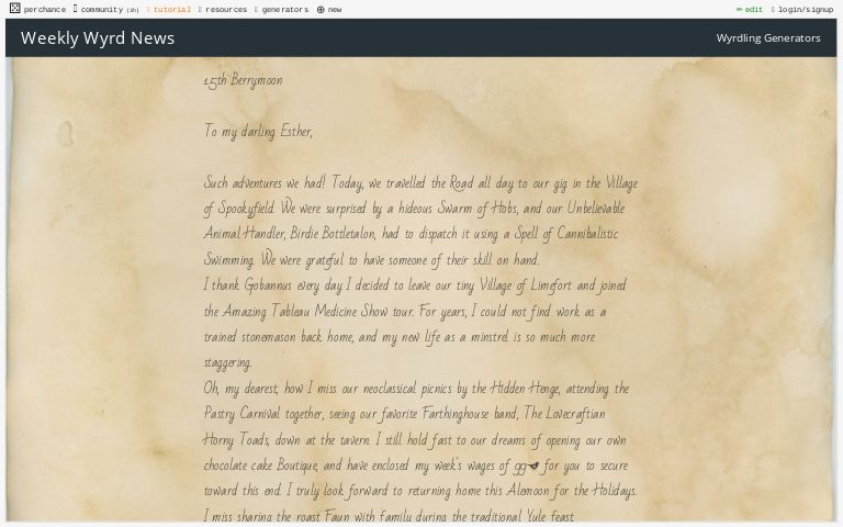 Wyrd Letter ― Perchance Generator