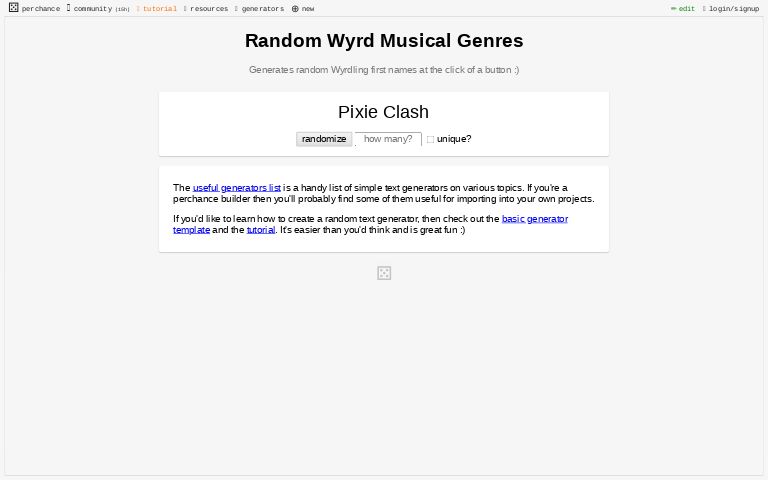 Random Wyrd Musical Genres ― Perchance Generator