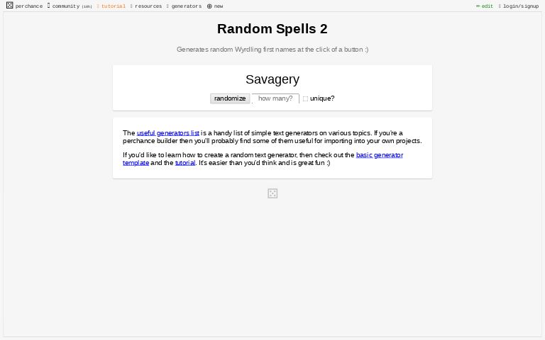 Random Spells 2 ― Perchance Generator