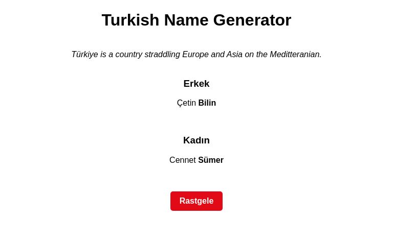 Turkish Name Generator