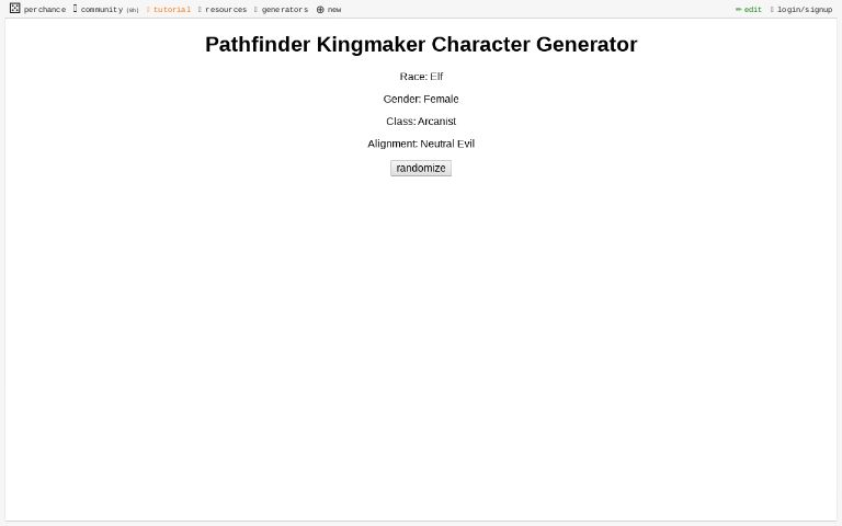Pathfinder Kingmaker Character Generator