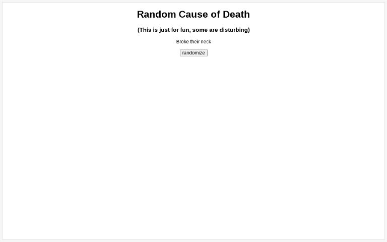 Random Cause of Death ― Perchance Generator