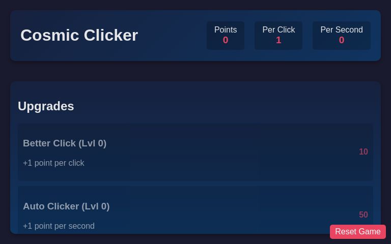 Cosmic Clicker ― Perchance Generator