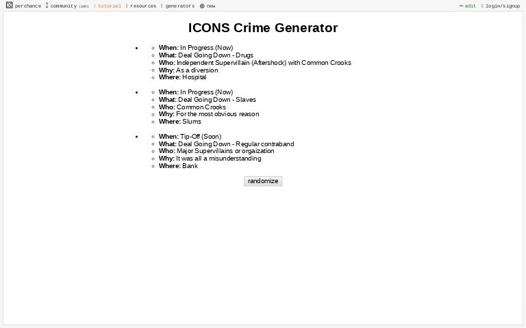 ICONS Crime Generator