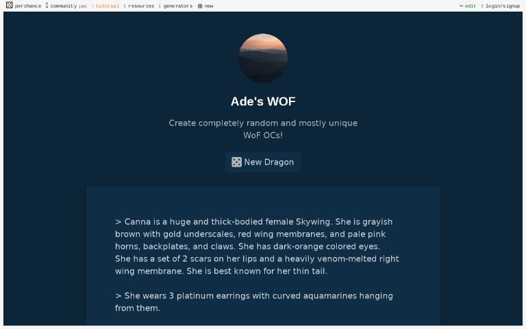 Ade's WOF ― Perchance Generator