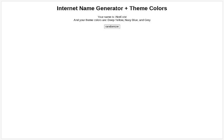 Internet Name Generator + Theme Colors