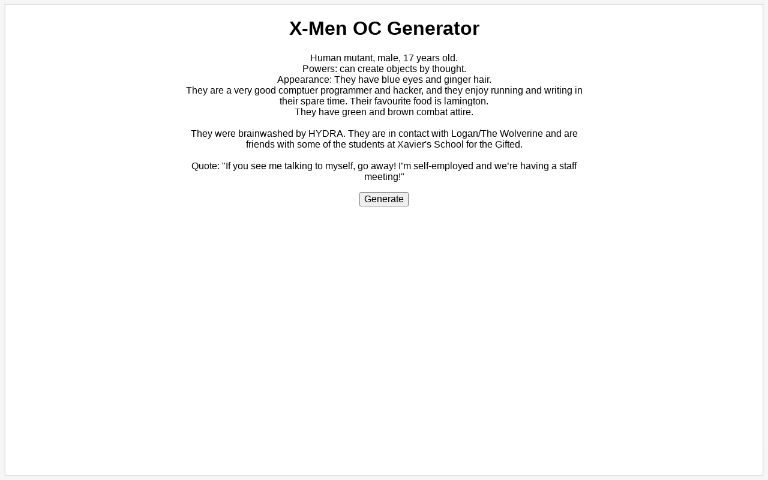 X-Men OC Generator