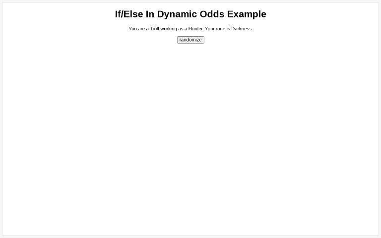 If/Else In Dynamic Odds Example ― Perchance Generator