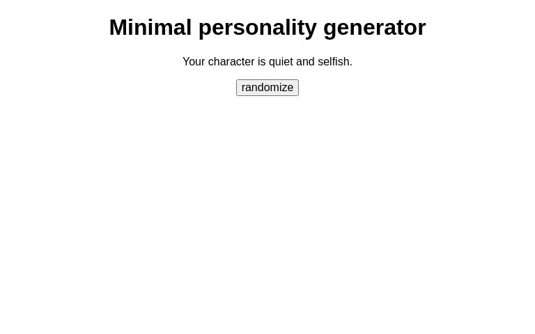 Minimal personality generator