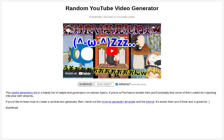 Random YouTube Video Generator