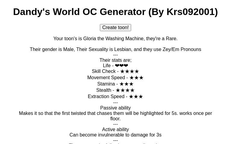 Dandy's World OC Generator (By Krs092001)