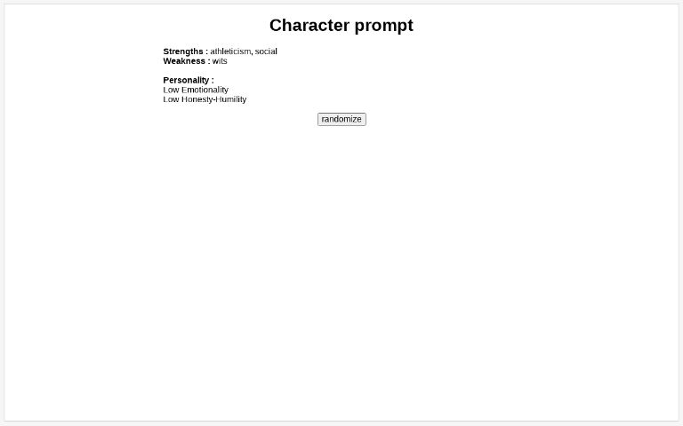 Character prompt ― Perchance Generator