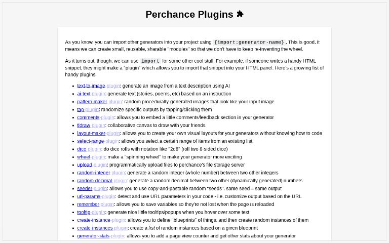 Perchance Plugins ― Perchance Generator