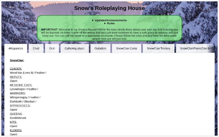 Snow's Roleplaying House ― Perchance Generator