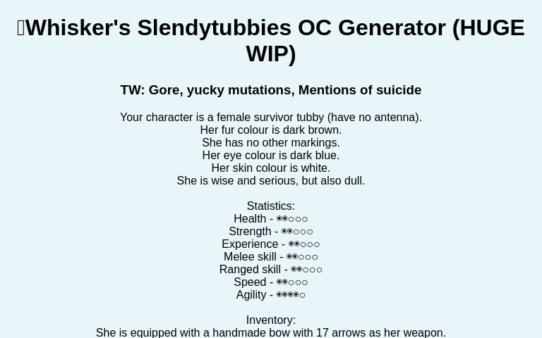 🐾Whisker's Slendytubbies OC Generator (HUGE WIP)
