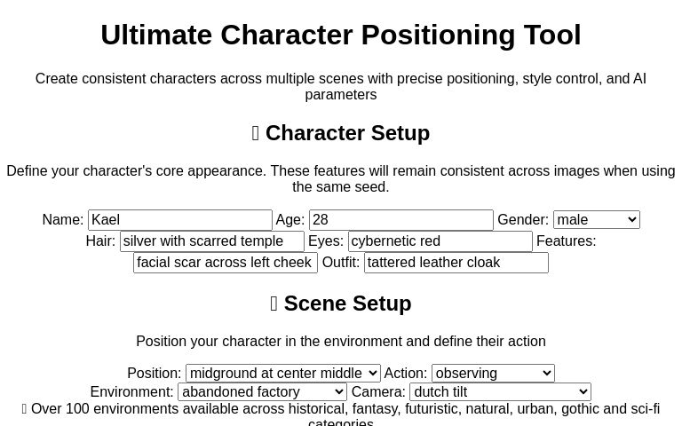 Ultimate Character Positioning Tool ― Perchance Generator