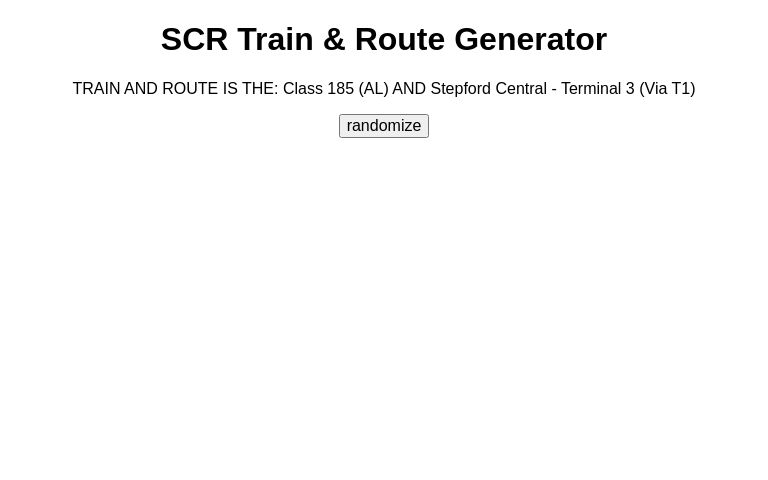 SCR Train & Route Generator