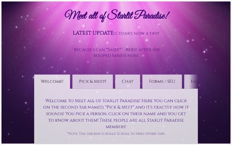 Meet All of Starlit Paradise ― Perchance Generator