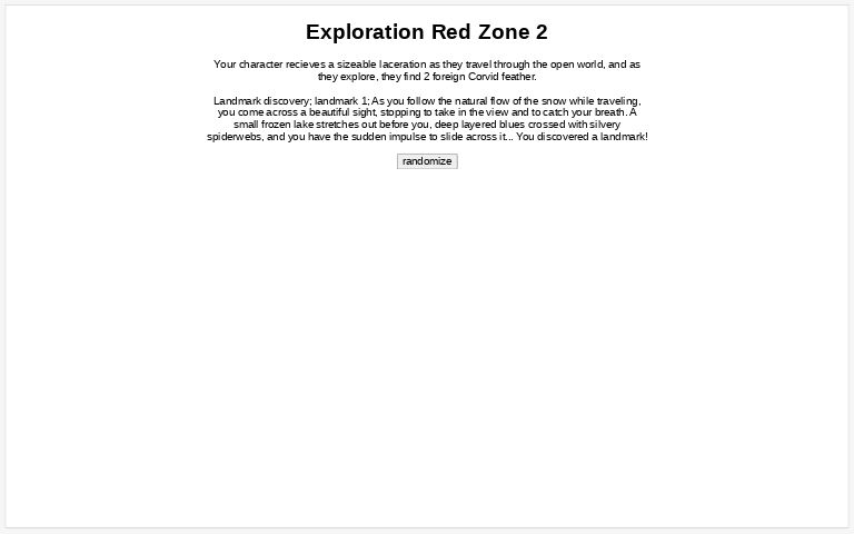 Exploration Red Zone 2 ― Perchance Generator
