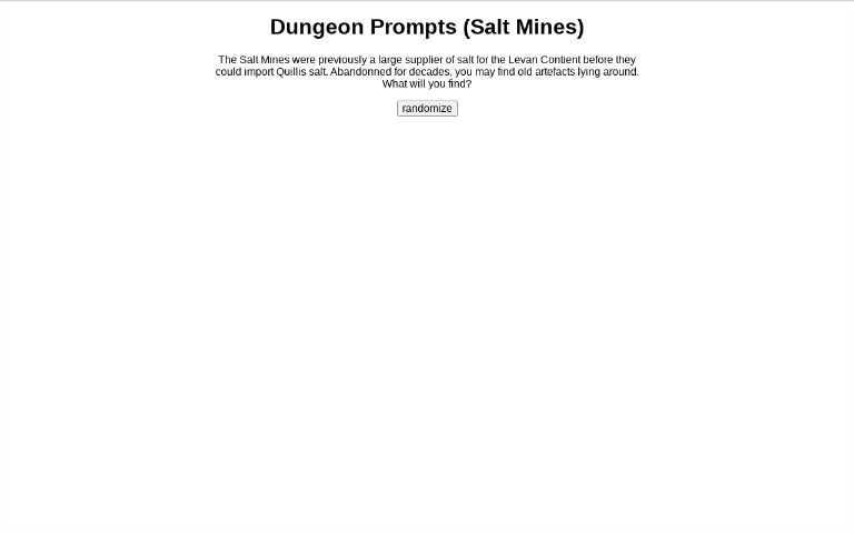 Dungeon Prompts (Salt Mines) ― Perchance Generator