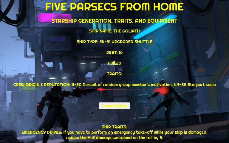 5 Parsecs Starships ― Perchance Generator