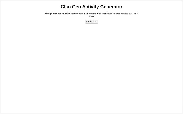Clan Gen Activity Generator