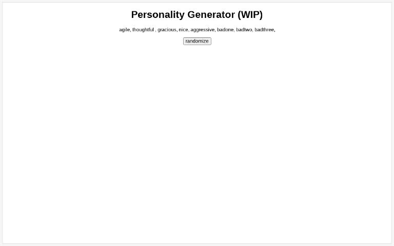 Personality Generator (WIP)
