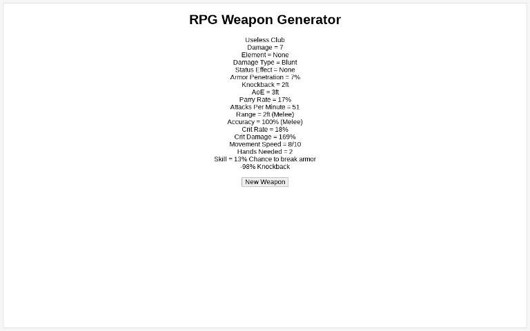 RPG Weapon Generator