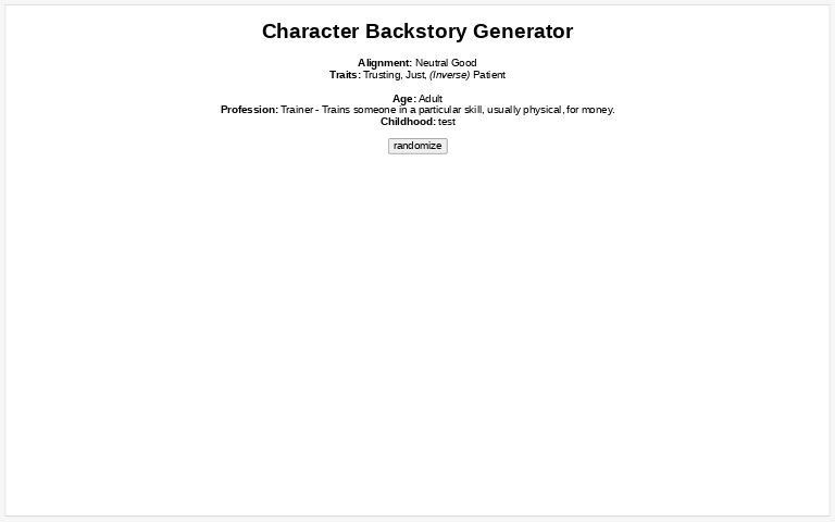 Character Backstory Generator