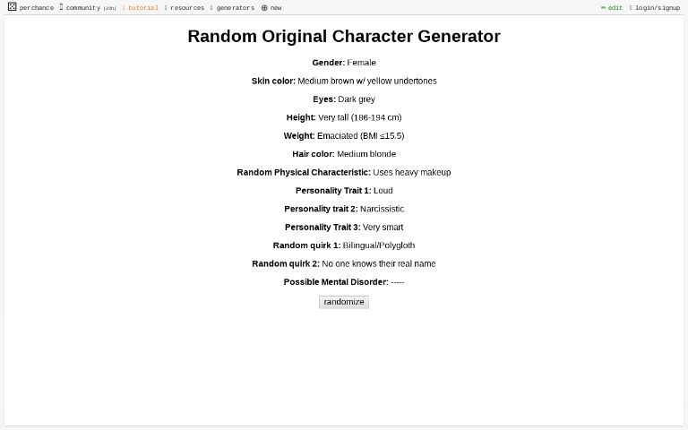 Random Original Character Generator