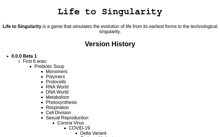 Life to Singularity ― Perchance Generator