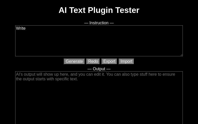 AI Text Plugin Tester