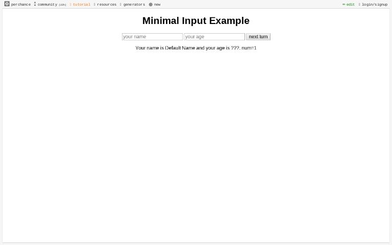 Minimal Input Example ― Perchance Generator