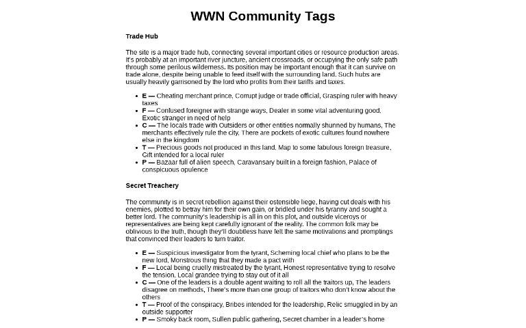 WWN Community Tags ― Perchance Generator