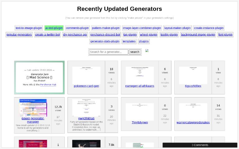Recently Updated Generators