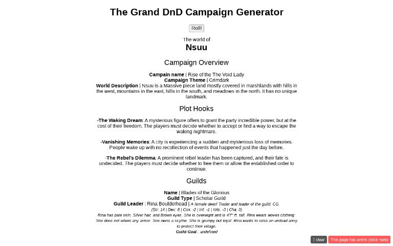 The Grand DnD Campaign Generator