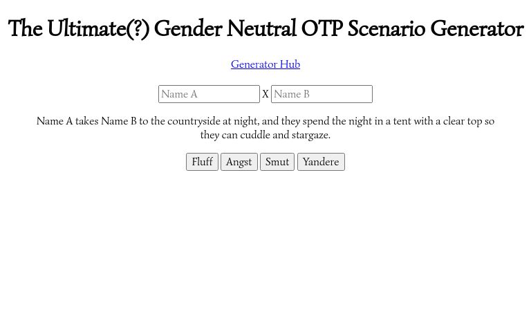 The Ultimate(?) Gender Neutral OTP Scenario Generator