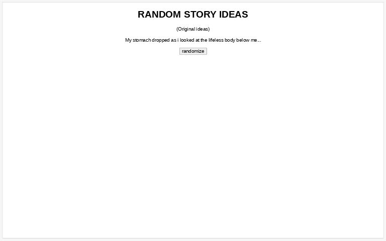 RANDOM STORY IDEAS ― Perchance Generator