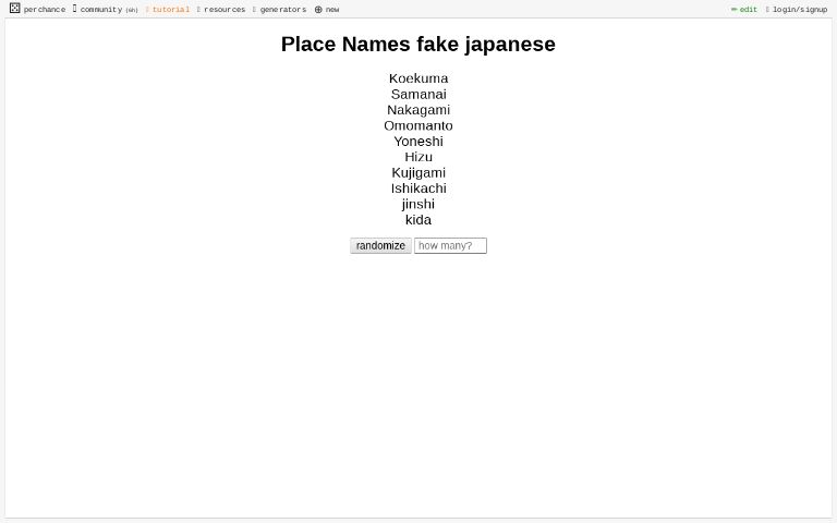 Place Names fake japanese ― Perchance Generator