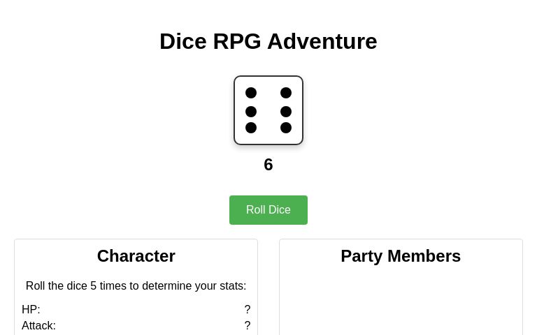 Dice RPG Adventure ― Perchance Generator