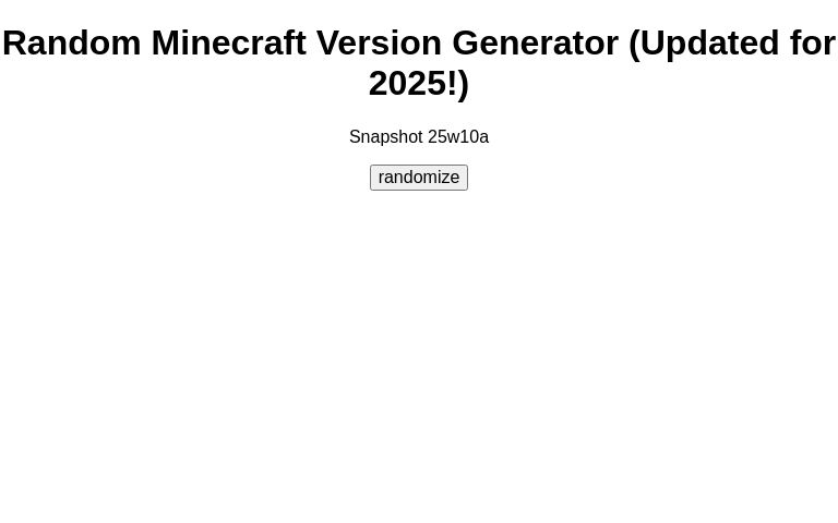 Random Minecraft Version Generator