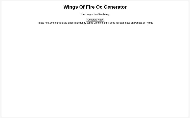 Wings Of Fire Oc Generator
