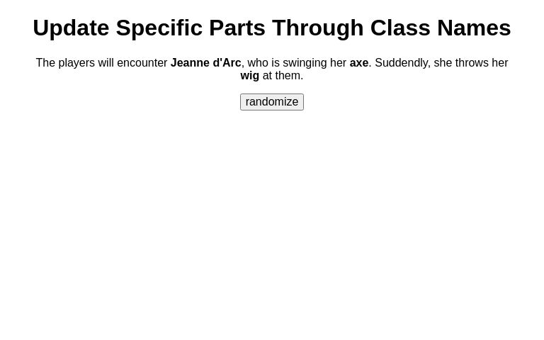 Update Specific Parts Through Class Names ― Perchance Generator
