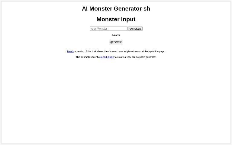 AI Monster Generator sh