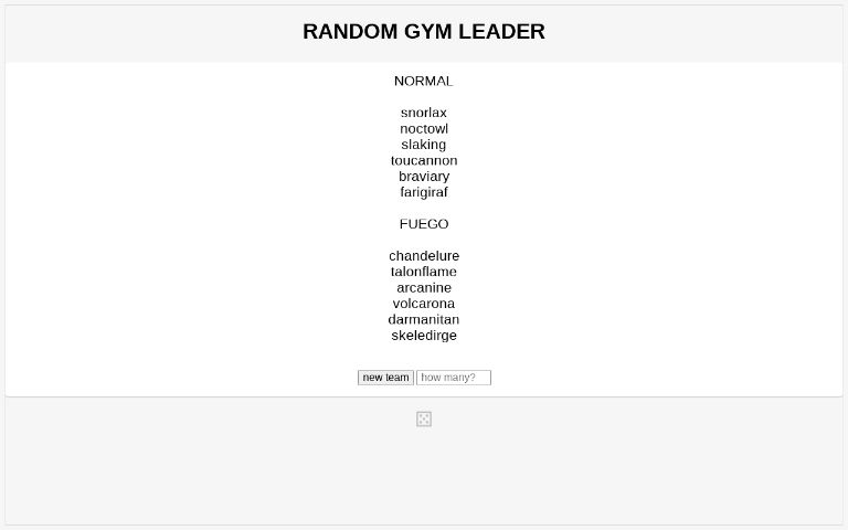 RANDOM GYM LEADER ― Perchance Generator