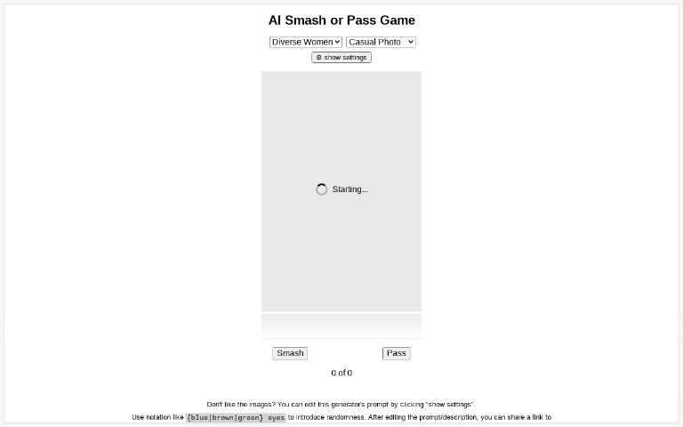 AI Smash or Pass Game ― Perchance Generator