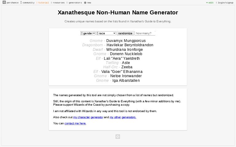 Xanathesque Non-Human Name Generator