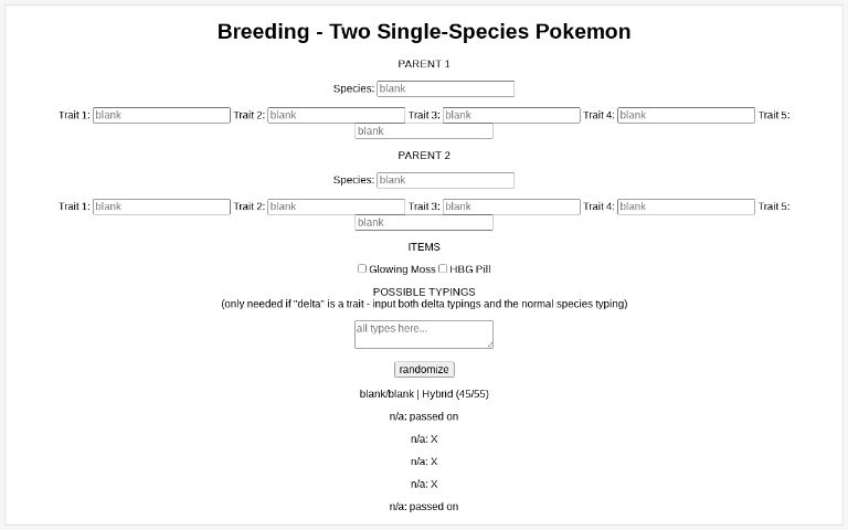 Breeding - Two Single-Species Pokemon ― Perchance Generator