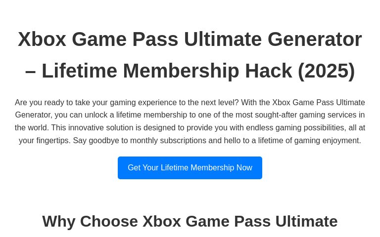 Xbox Game Pass Ultimate Generator – Lifetime Membership Hack (2025)